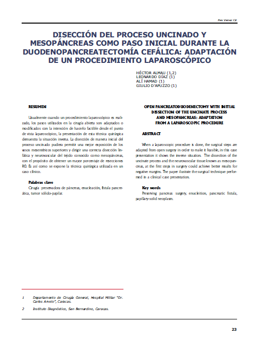 DISECCIÓN DEL PROCESO UNCINADO Y MESOPÁNCREAS COMO PASO INICIAL DURANTE ...