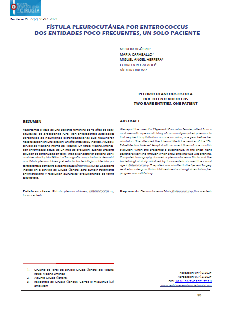 Fístula Pleurocutánea por Enterococcus. Dos entidades poco frecuentes ...